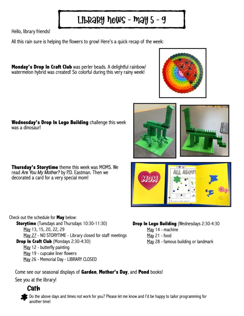 May 5-9 Newsletter - The Gordon-Nash Library