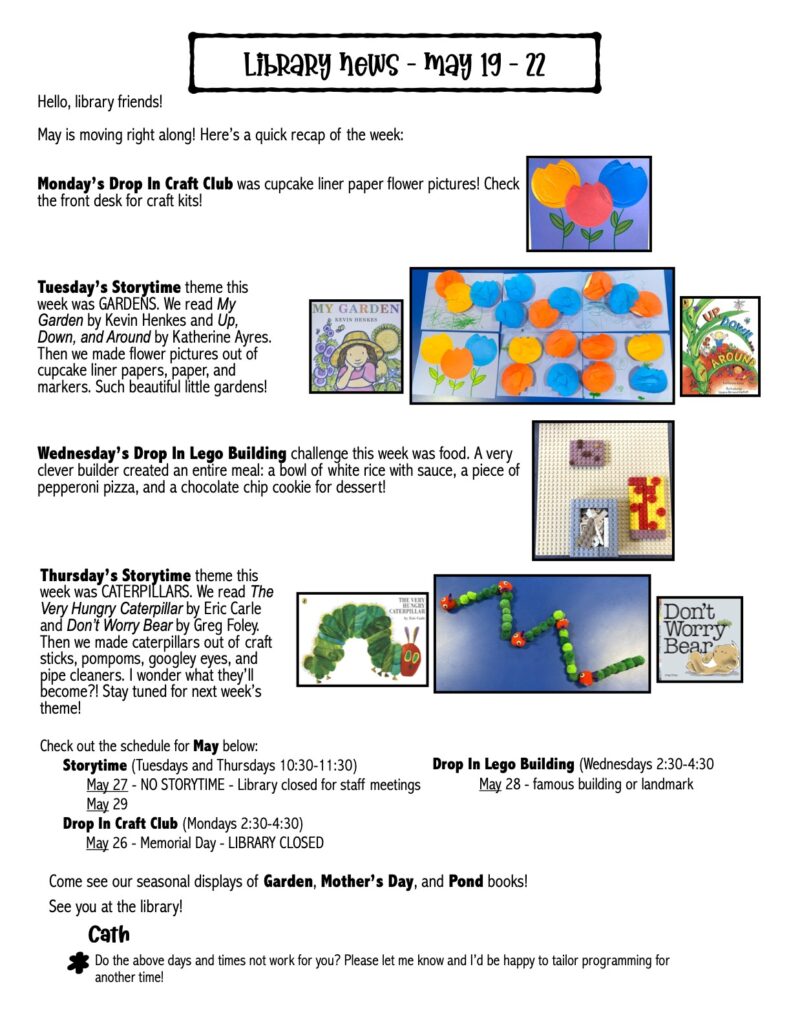 May 19-22 Newsletter - The Gordon-Nash Library